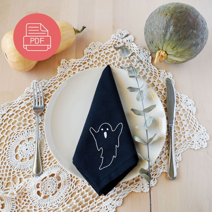 Halloween Ghost hand embroidery pdf pattern – Practical Embroidery